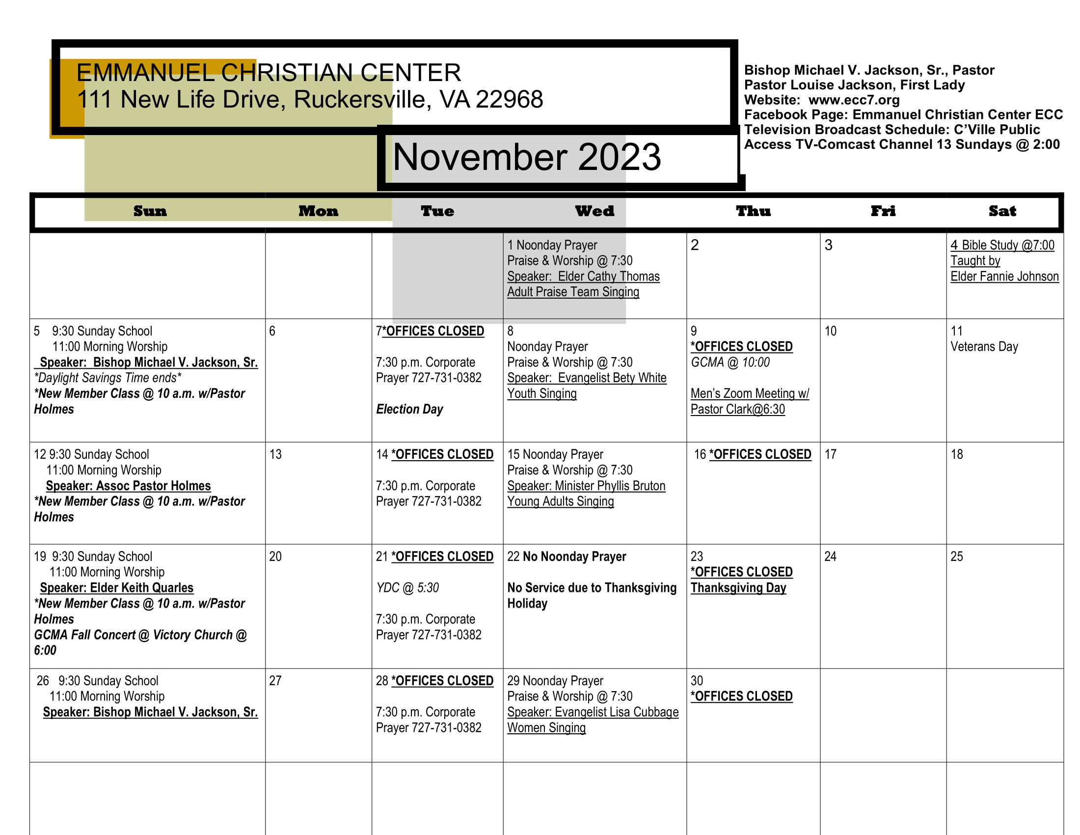 Upcoming Events | Emmanuel Christian Center